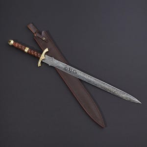 Hand Forged, Custom Damascus Steel Sword 33 Inches, Full Tang, Vikings ...