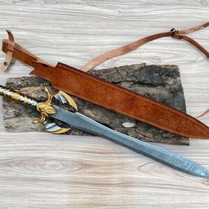 Hand Forged, Custom Damascus Steel Sword 35 Inches, Full Tang, Viking ...