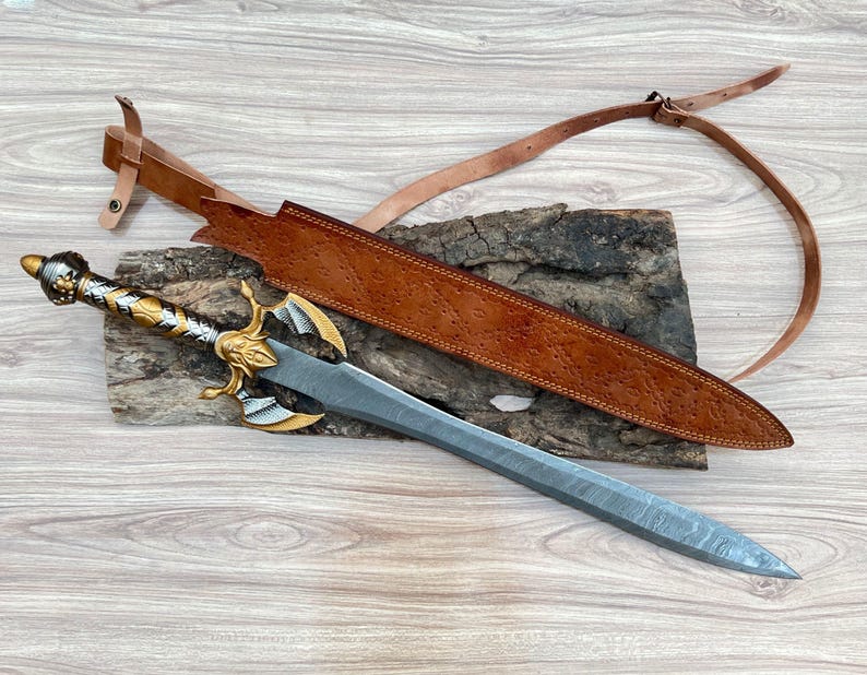 Hand Forged, Custom Damascus Steel Sword 35 Inches, Full Tang, Viking ...