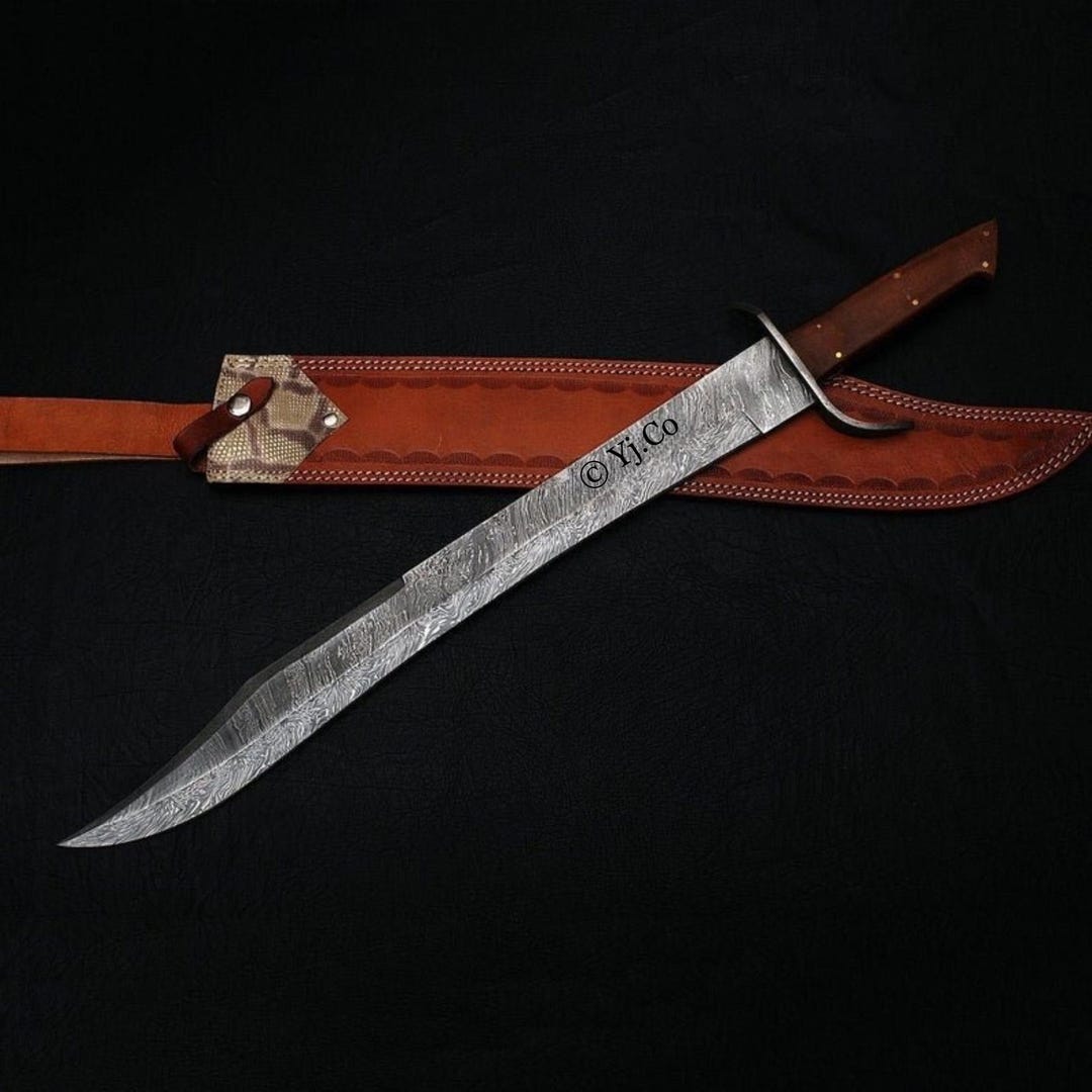 Hand Forged, Custom Damascus Steel Sword 28 Inches, Full Tang, Vikings ...