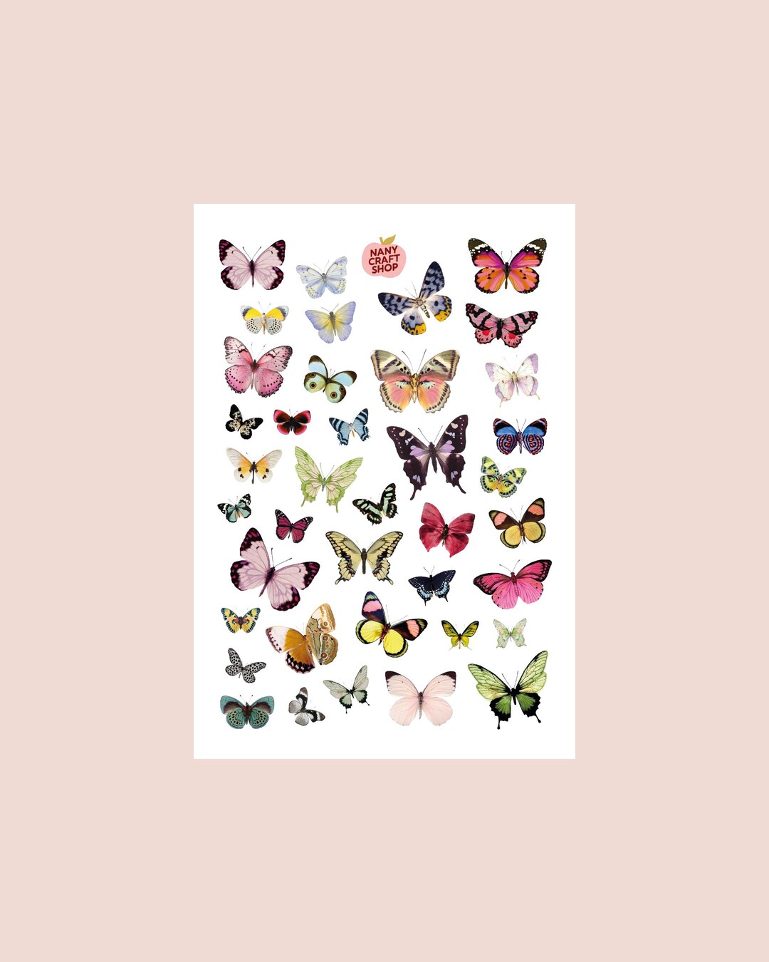A5 Butterfly Sticker Sheet - Journaling, Scrapbooking, Junk Journal ...