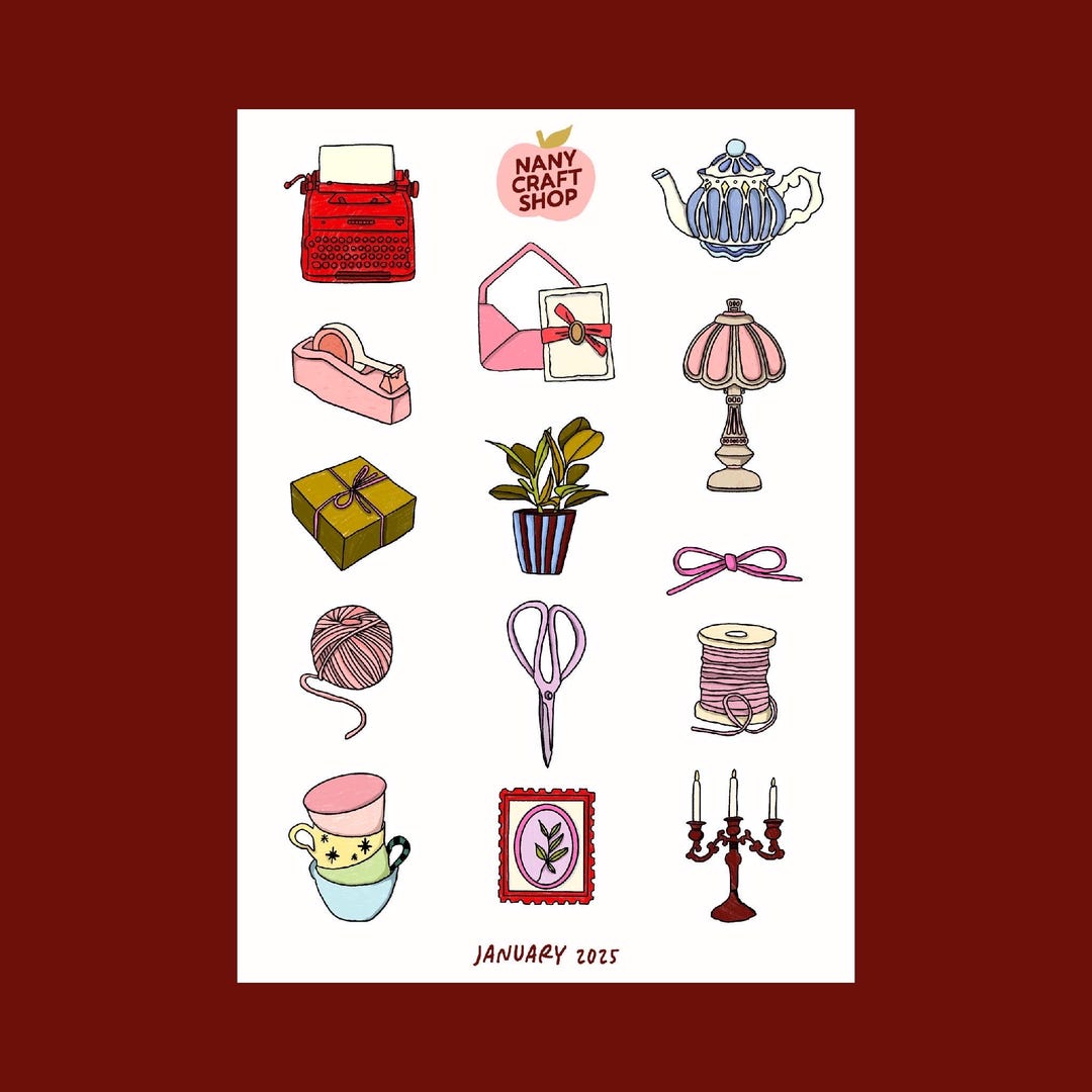 January Sticker Sheet Journal Stickers, Scrapbooking, Junk Journal ...