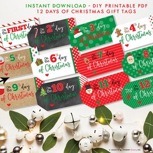 12 Days of Christmas Printable Gift Tags Twelve Days of - Etsy