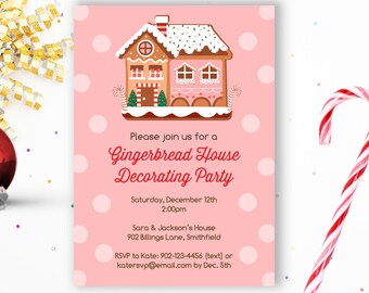 Editable Gingerbread House Decorating Party Invitation - Etsy