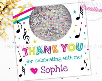 Dance Party Favor Tag Neon Glow Disco Ball Music Dance | Etsy