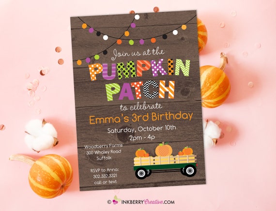 Pumpkin Patch Party Invitation - Birthday, Fall, Pumpkin Picking ...