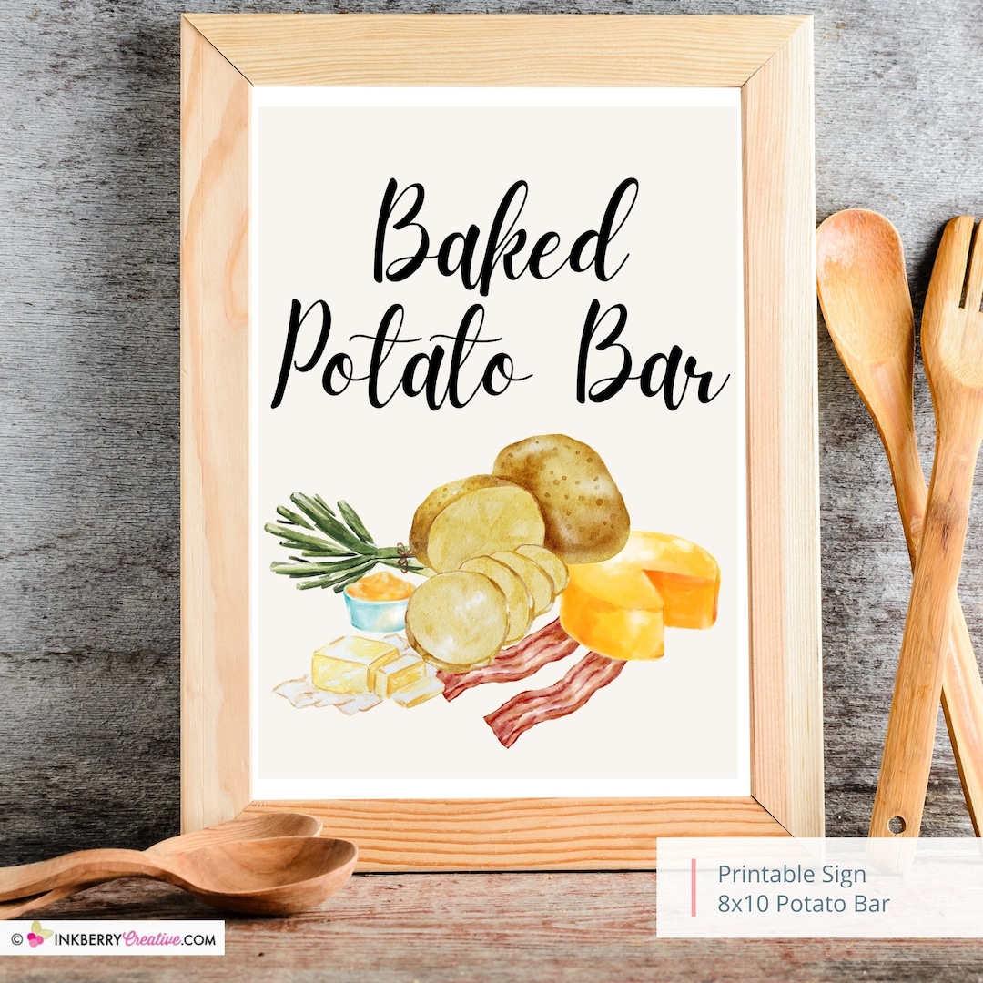 Printable Baked Potato Bar Sign, Wedding Sign, Bridal Baby Shower 8x10 ...