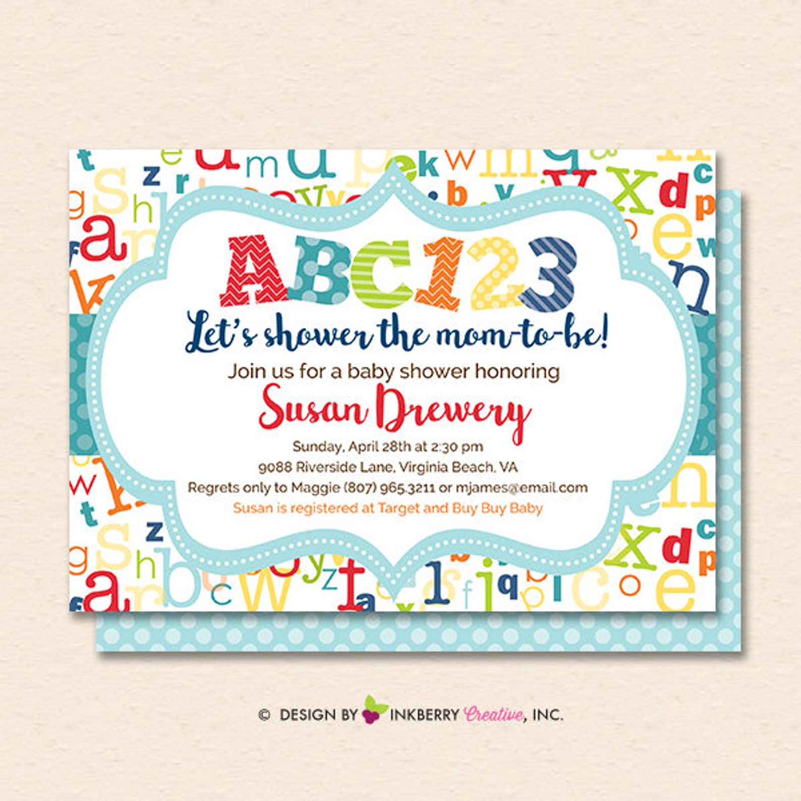 Alphabet Baby Shower Invitation Alphabet Baby Shower Invite - Etsy