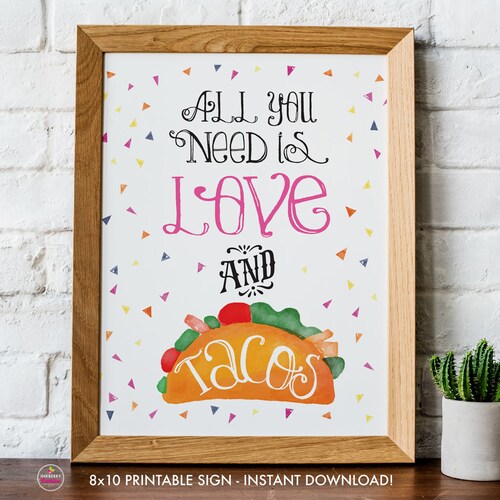 Cactus Love and Tacos Bar Sign Fiesta Bridal Shower Fiesta - Etsy