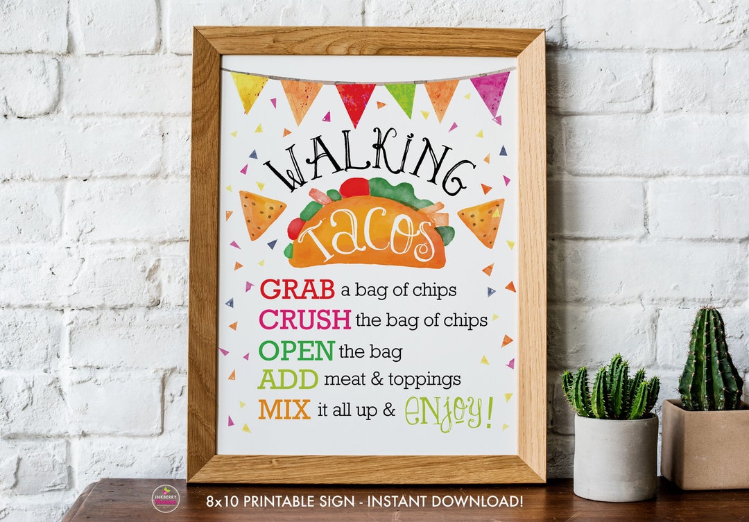 Printable WALKING TACOS Sign, Instant Download, 8x10, Digital PDF ...