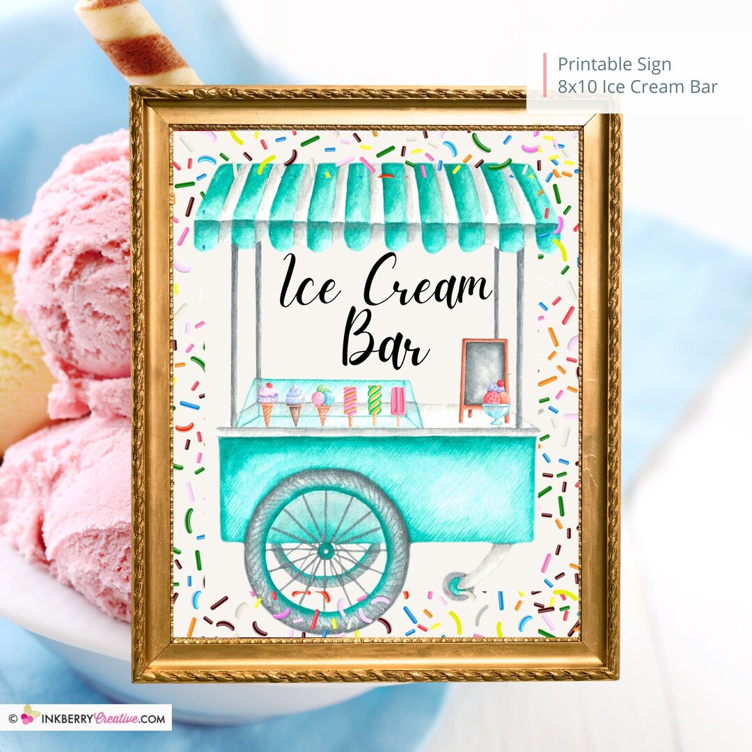 Printable Ice Cream Bar Sign, Wedding Sign, Bridal Baby Shower Birthday ...