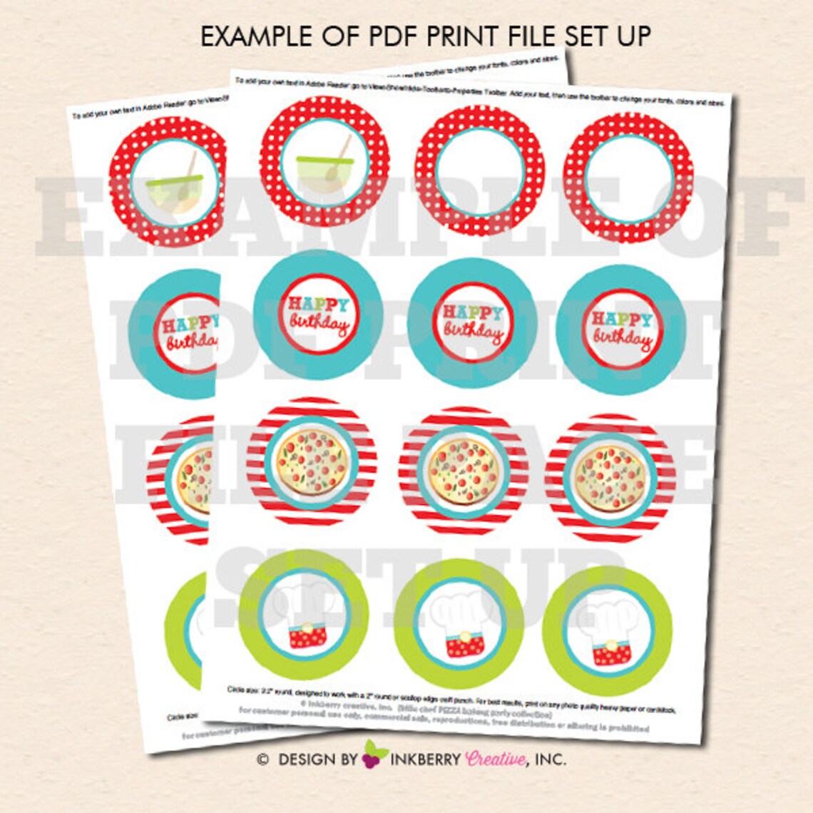 Little Chef Pizza Birthday Party Printable 2 Inch Round - Etsy