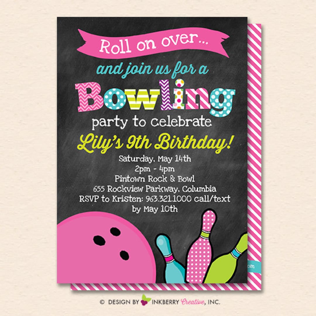 Bowling Invitation - Bowling Invite - Girls Bowling Party - Bowling ...