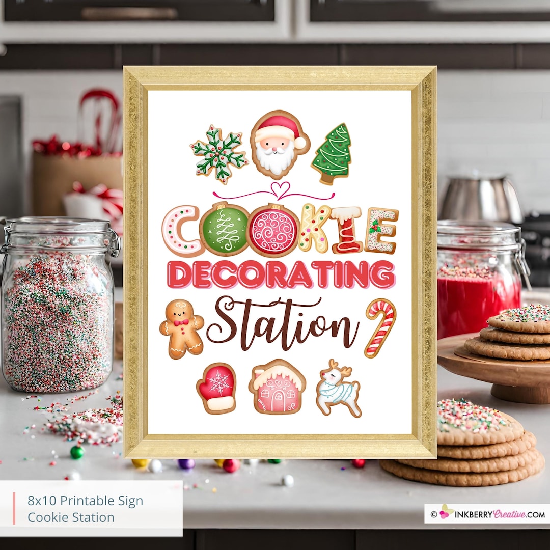 Printable Christmas Cookie Decorating Sign, Christmas Party Holiday ...