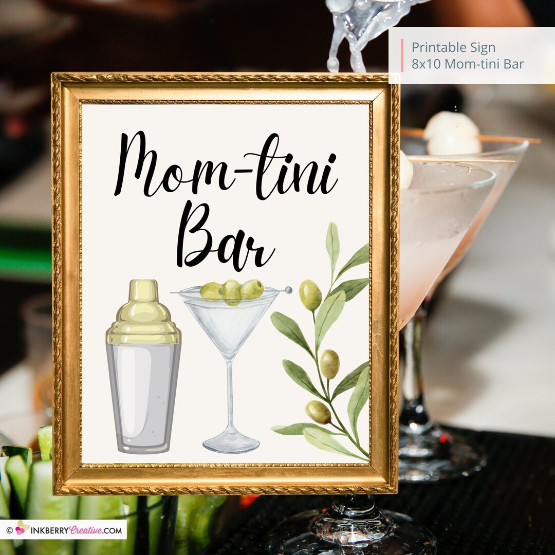 Printable Mom-tini Martini Bar Sign, Wedding, Bridal, Birthday Party ...