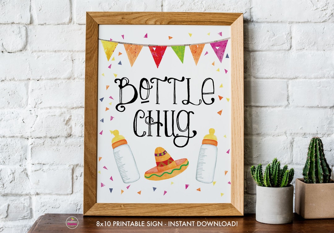 Printable Bottle Chug Game Sign, DIY Fiesta Baby Shower, Printable Game ...