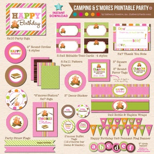 Girls' Smores & Camping Birthday Party - Diy/printable Complete Party ...