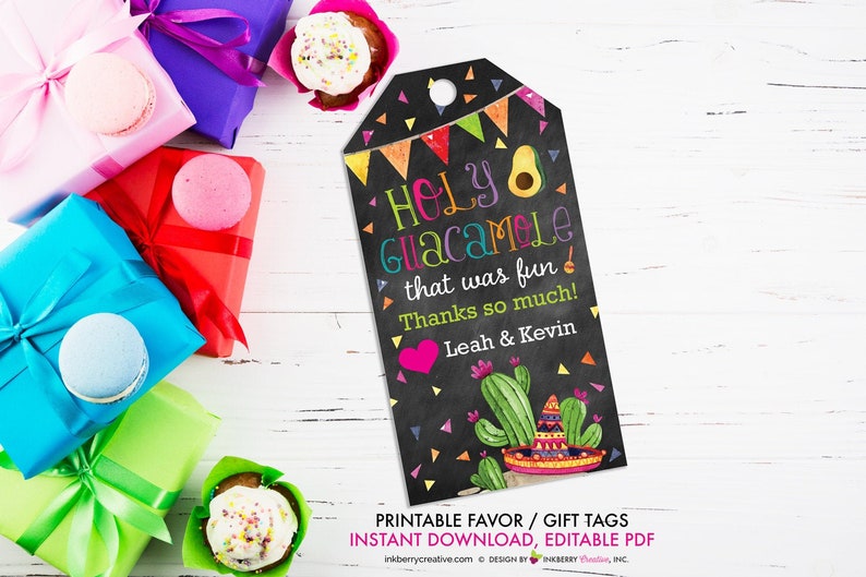 Printable Editable Holy Guacamole Taco Party Favor Tags | Etsy