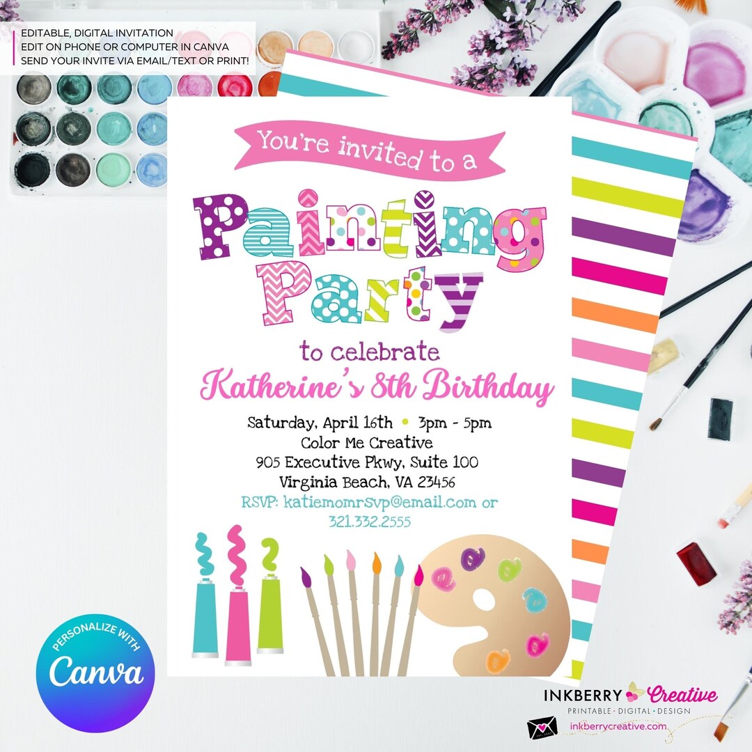 Painting Art Party Invitation - Painting Party Invite - Art Party ...