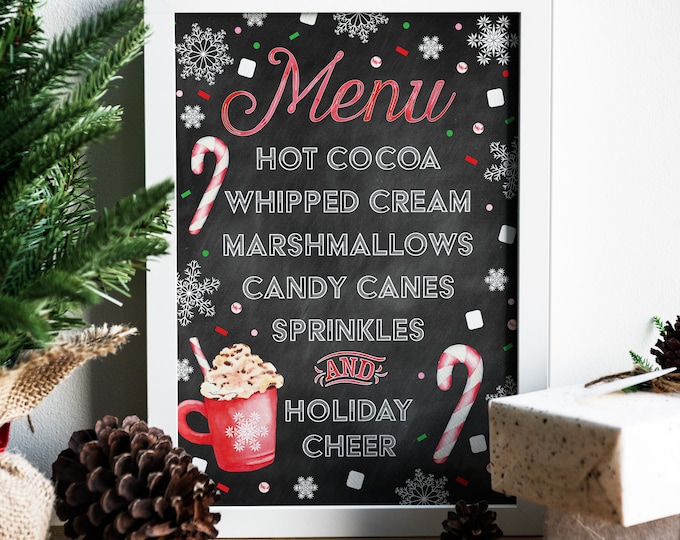 Hot Cocoa Bar, Hot Chocolate Bar, Printable Menu, Sign Chalkboard ...