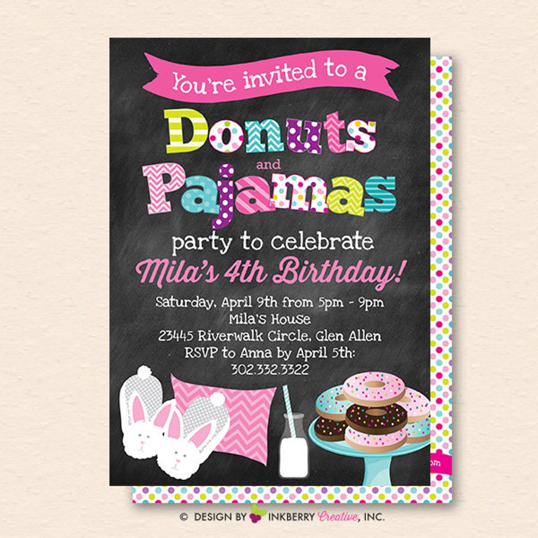 Donuts and Pajamas Invitation Donuts Pajamas Invite Donut - Etsy