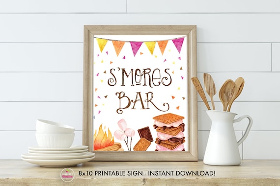 Smores Bar Sign, Printable 8x10 Sign, S'mores, Camping, Fall Party ...
