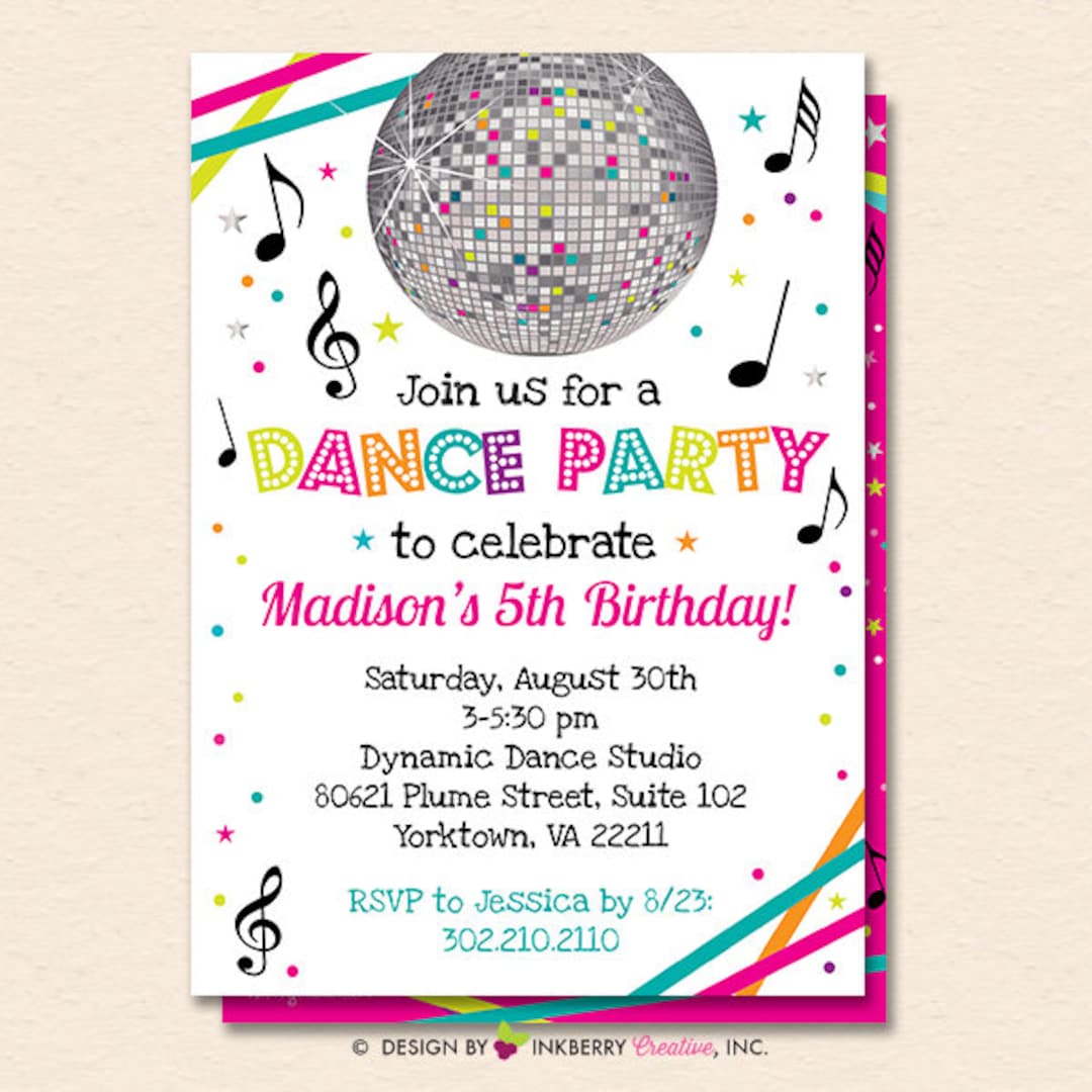 Dance Party Invitation - Dance Party Invite - Neon Glow Dance Party ...