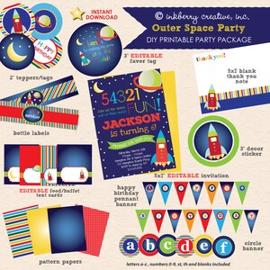 Outer Space Birthday Party - Diy/printable Complete Party Pack- Instant ...