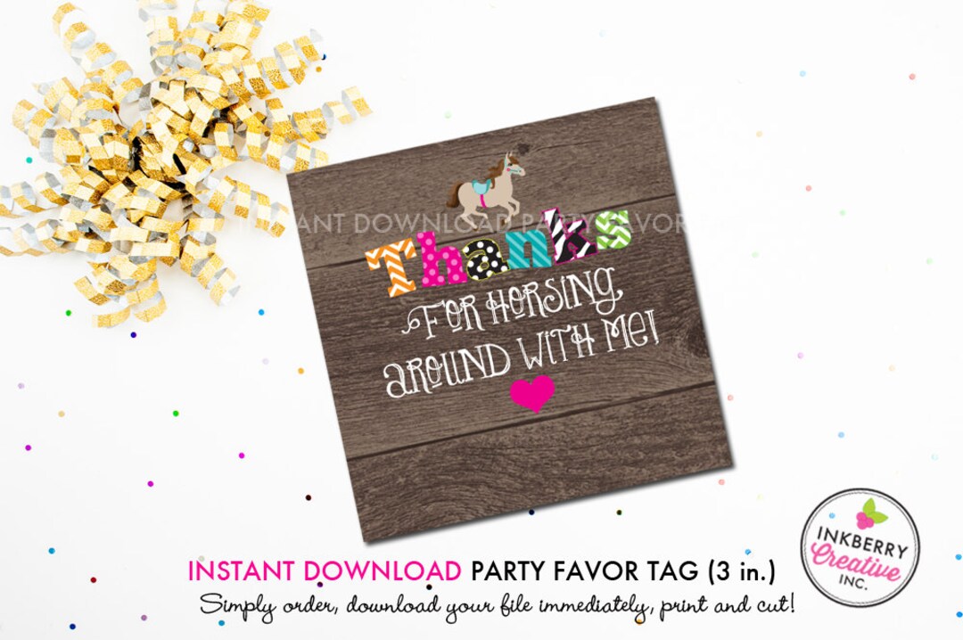 Horseback Riding Horse Theme - Printable 3 Inch Birthday Party Favor ...