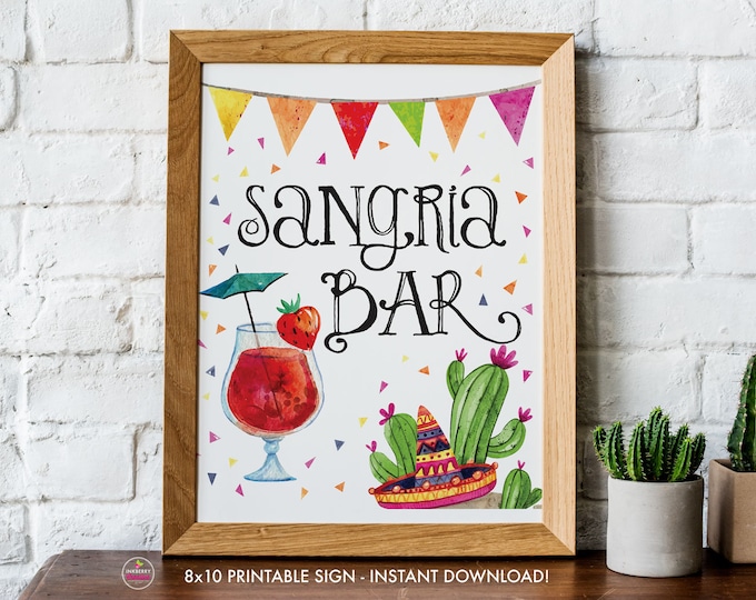 Printable Sangria Bar Sign, Fiesta, Bridal Shower, Baby Shower ...