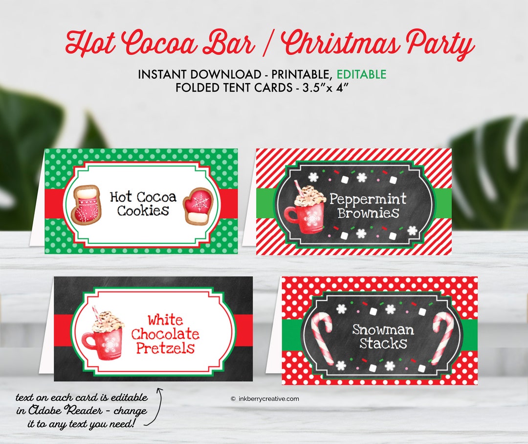 Hot Cocoa Bar, Christmas Party, Printable, Editable, Food Buffet, Tent ...