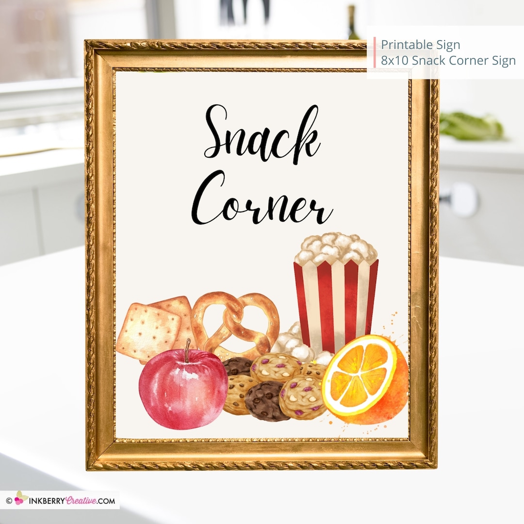 Printable Snack Corner Sign, Wedding Sign, Bridal Baby Shower Birthday ...