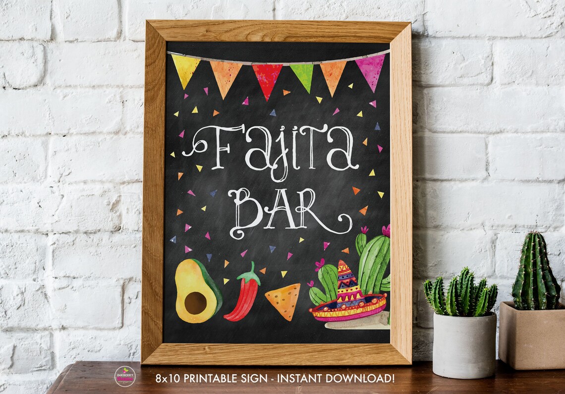 Printable Fajita Bar Sign DIY Fiesta Bridal Shower Baby - Etsy
