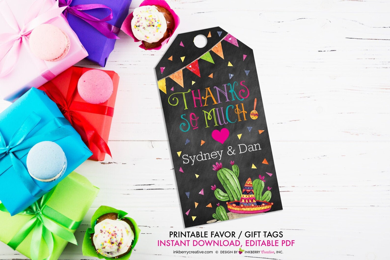 Printable, Editable, Taco Party Favor Tags, Thank You, Taco Bout Love ...