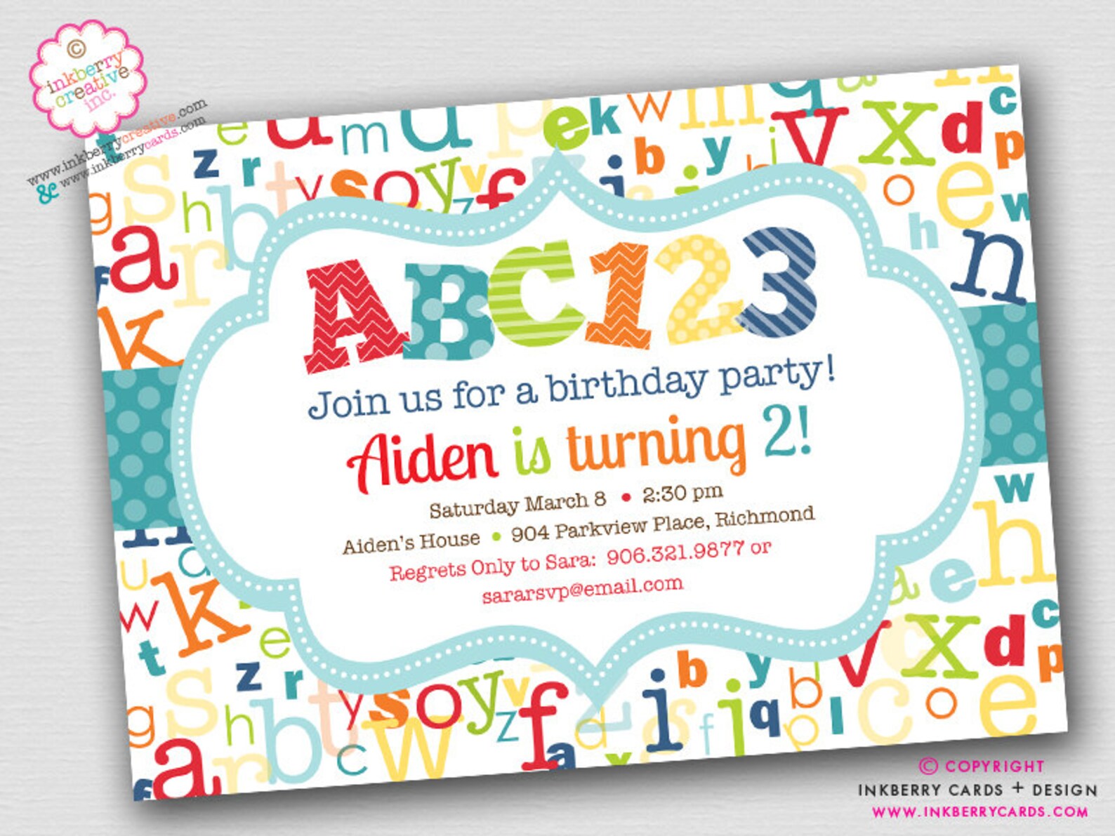 Colorful Alphabet Birthday ABC123 Printable Party INSTANT - Etsy