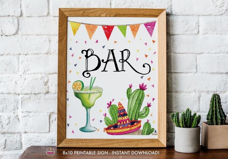 Fiesta Party Bar Sign Printable Bridal Shower Taco Party - Etsy