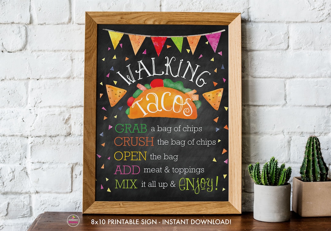 Printable WALKING TACOS Sign, Instant Download, 8x10, Digital PDF ...