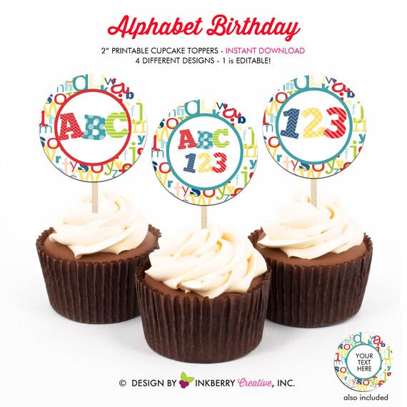 ABC Alphabet Birthday Boy Printable 2 Inch Round Cupcake - Etsy