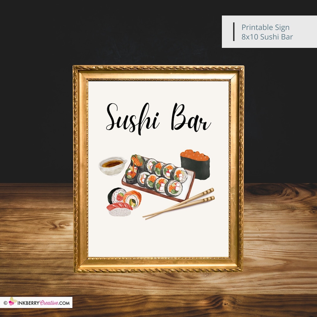 Printable Sushi Bar Sign, Kitchen, Food, Wedding Sign, Party Sign ...