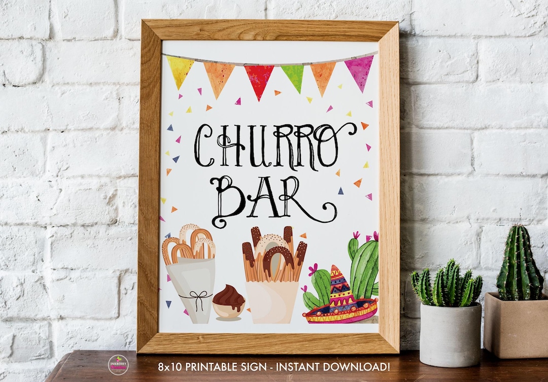Printable Churro Bar Sign, Fiesta Bridal Baby Shower, Mexican Taco ...