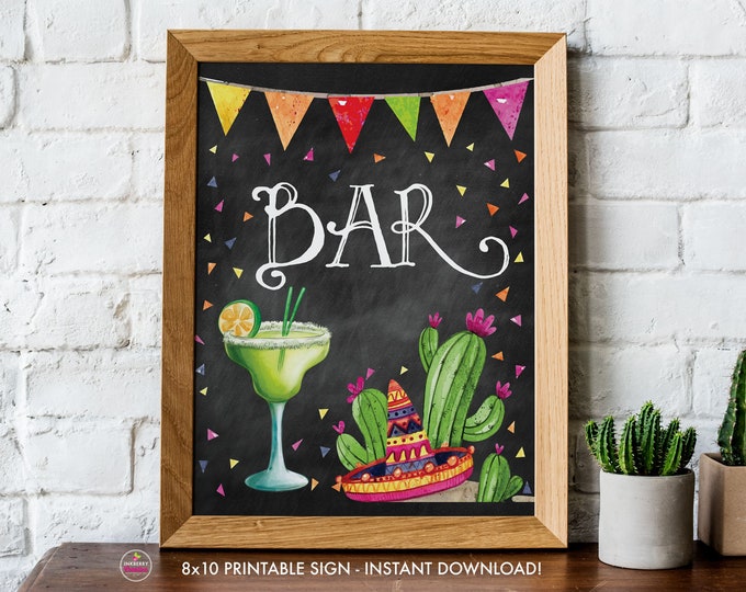 Fiesta Party Bar Sign, Printable, Bridal Shower, Taco Party, Baby ...