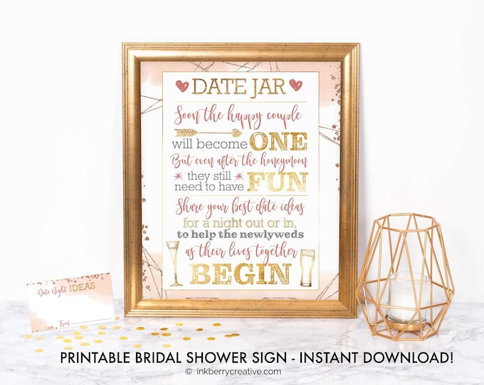 Printable Date Night Jar Sign, Bubbles Brews Bridal Couples Shower ...