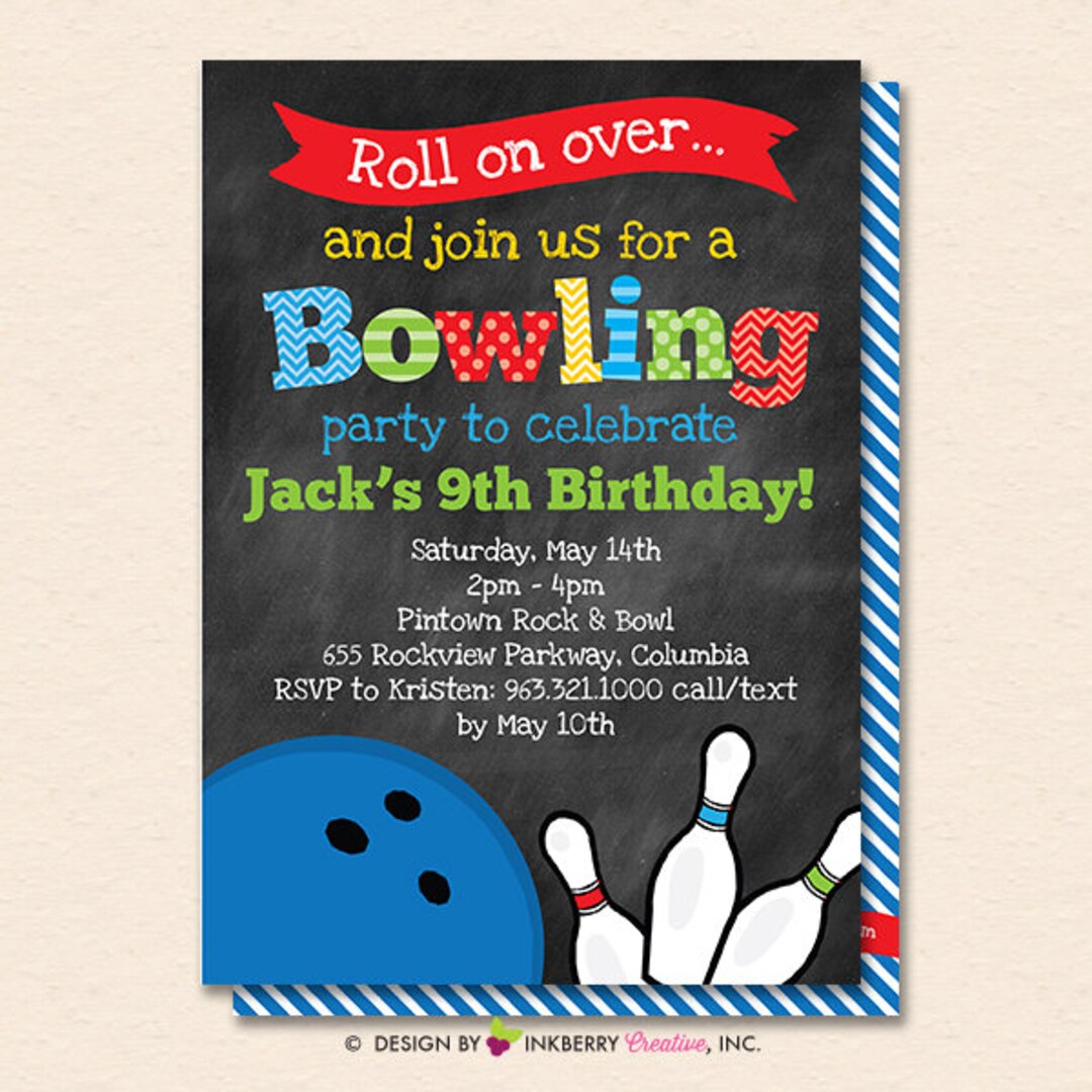 Bowling Invitation - Bowling Invite - Boys Bowling Party - Bowling ...