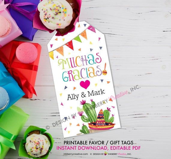 Printable, Editable, Muchas Gracias Taco Party Favor Tags, Taco Bout ...