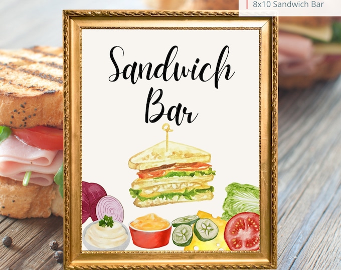 Printable Sandwich Bar Sign, Wedding Sign, Bridal Baby Shower Birthday ...
