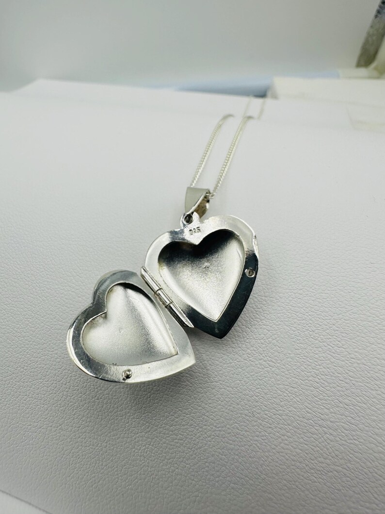 925 Sterling Silver Personalised Photo Heart Locket Pendant - Silver ...