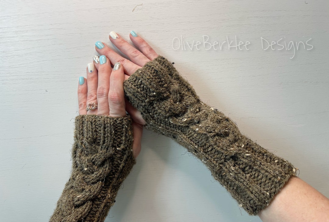 Knit Cable Hand Warmers: Fingerless Wool Blend Gloves, All Sizes Child ...