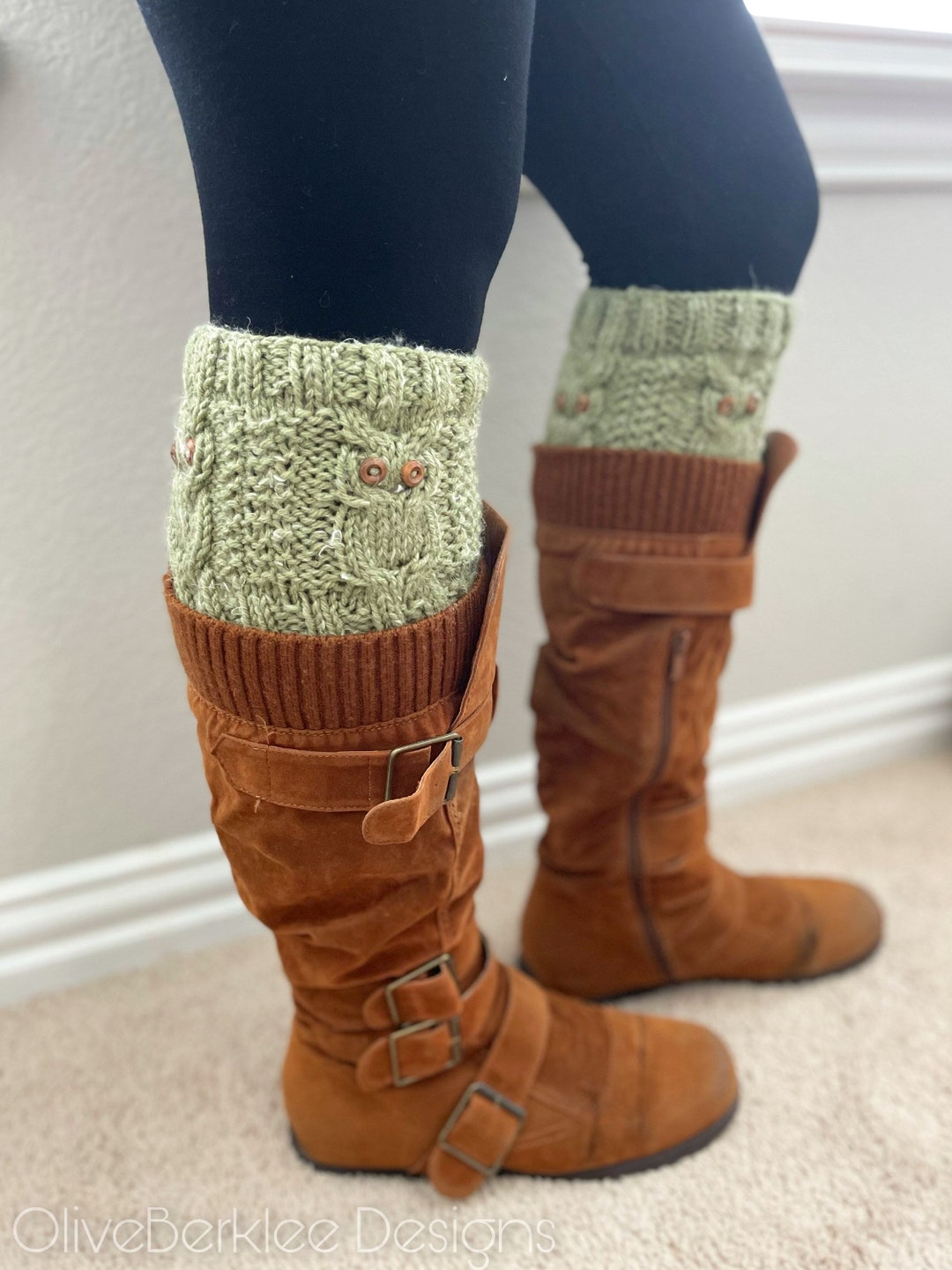 Owl Boot Cuffs Cable Knit Boot Cuffs Boot Toppers - Etsy