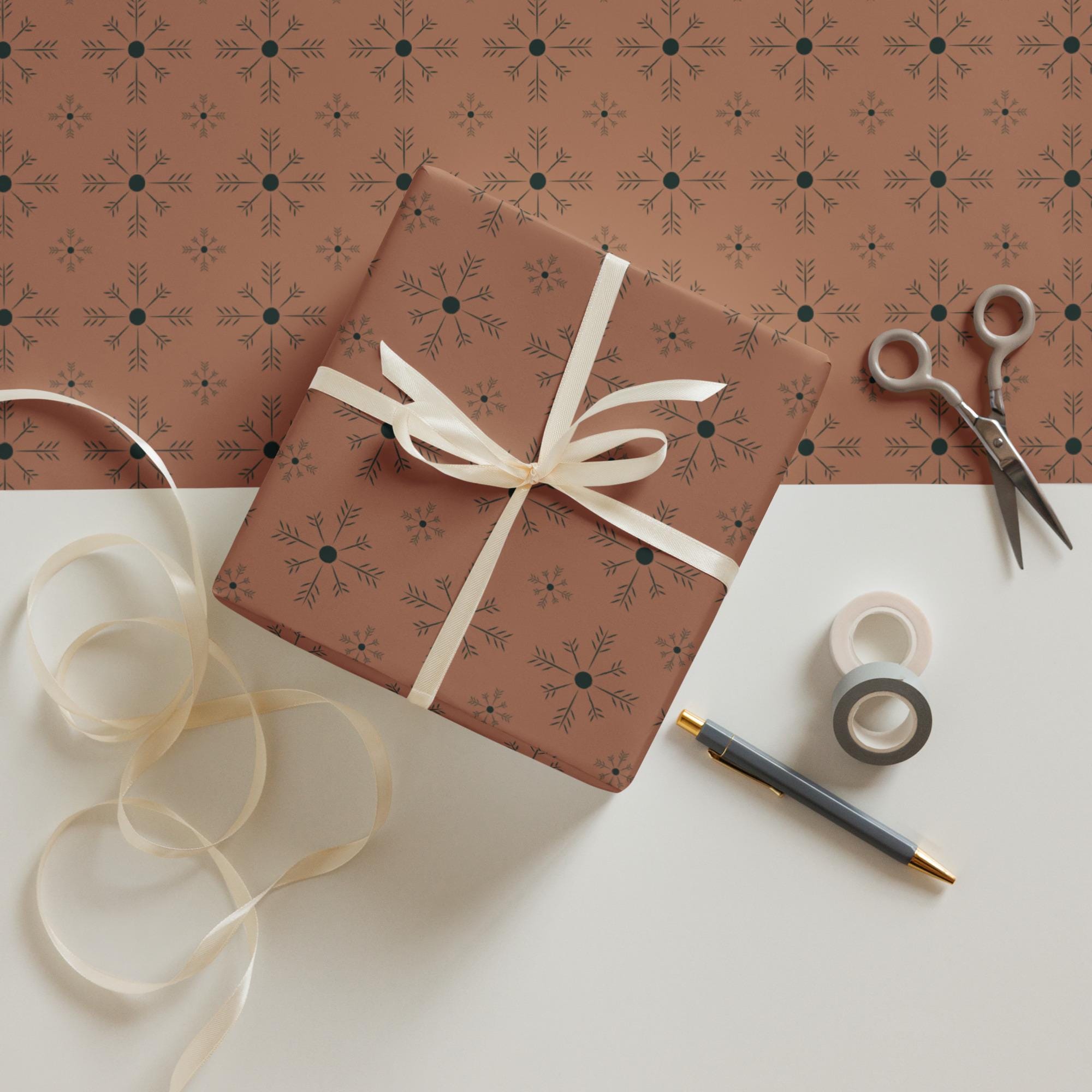 Rustic Christmas Snowflake Wrapping Paper Roll - Etsy