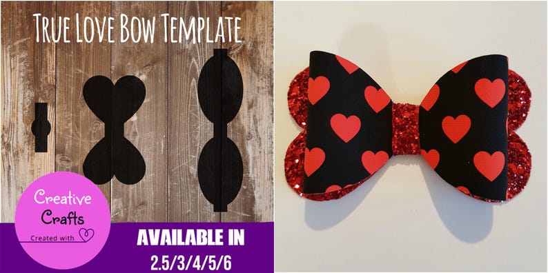 Heart Bow SVG Template, True Love Hair Bow, 5 Inch (digital Download ...